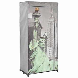 vidaXL Garde-Robe Penderie Armoire de Rangement Etag&egrave;re &agrave; V&ecirc;tements Meuble de Rangement Organisateur Chambre &agrave; Coucher Chaussures New York Tissu