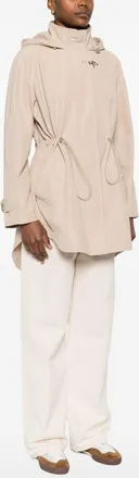 Fay Hooded Midi Parka Coat - Beige