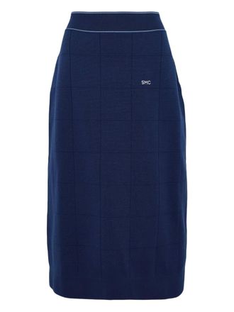 Stella McCartney Midirock mit hohem Bund - Blau