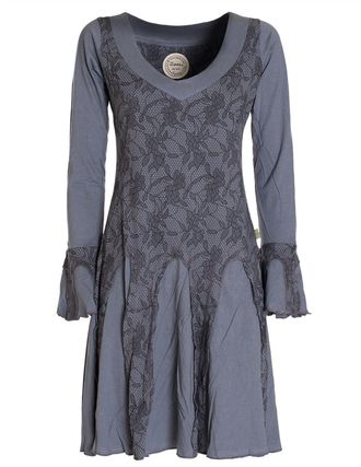 vishes Alternative Bekleidung - Damen Langarm Longshirt-Kleid Sweatkleid Shirt-Kleid Tunika-Kleid grau 42-44
