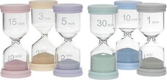 TFA Dostmann Buntes Sanduhren-Set, 18.6012.30, mit 6 Farben (1, 3, 5, 10, 15 oder 30 Minuten), Zeitmesser für Zähneputzen, Hausaufgaben, Schule, Sport, Büro, Koche