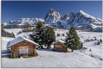 Artland Wanddeko Leinwand Bilder Wandbild Alpen Landschaft Winter aesthetic Schnee Seiser Alm S&uuml;dtirol U6BR