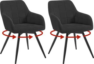 Woltu 2er Set drehbare Esszimmerst&uuml;hle, Samt gepolsterte ergonomische Esszimmert&uuml;hle mit Metallbeinen,Esszimmert&uuml;hle mit R&uuml;cken- und Armlehnen, f&uuml;r K&uuml;che, W