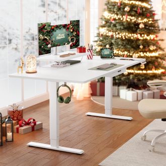 Vasagle H&ouml;henverstellbarer Schreibtisch, 160 x 80 cm, flexibel montierbarer Monitorst&auml;nder, Schublade, USB-C-Anschluss, Erinnerung bei langem Sitzen, f&uuml;r B&uuml;ro