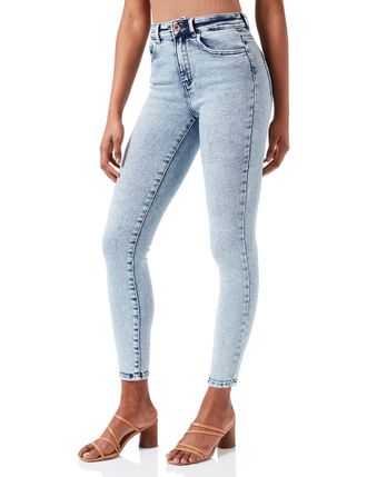 Only Damen Onlmila Life Hw Sk ANK DNM Bj170 Noos Jeans, Light Blue Denim, 27W / 30L EU