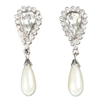 Alessandra Rich Perlen- und Kristallohrringe mit Anh&auml;nger - - Accessories - Damen - Wei&szlig; - ONE SIZE