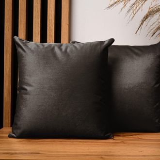 MG Design 2er Set Kissenbezüge 45 x 45 cm in Braun - mit Reißverschluss, samtig-weich, fein & dicht, pflegeleicht