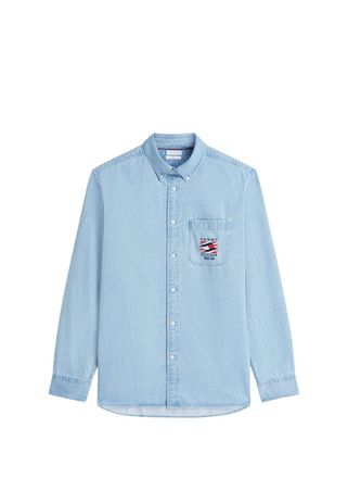Tommy Hilfiger Chemise jean &agrave; logo brod&eacute; en coton