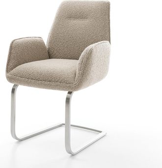 DELIFE Freischwinger Zoa-Flex Boucl&eacute; Schlamm Freischwinger flach Edelstahl Taschenfederkern, Esszimmerst&uuml;hle