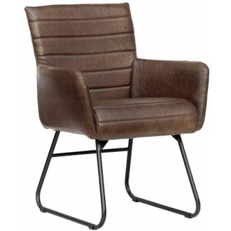 Massivmoebel24 Stuhl Echtleder 62x59x86 dunkelbraun iron label 06