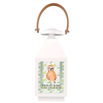 Mr. & Mrs. Panda S Deko Laterne Faultier Zufrieden - Geschenk, Faultier Geschenk, XXL Laternen, Gartendekoration, Ruhe, Gartenlampe, Faultier Deko