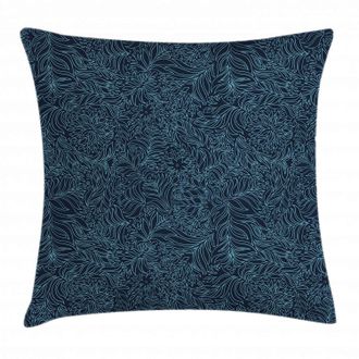 Generic Kissenh&uuml;lle Abstraktes, Von Der Natur Inspiriertes Blattmuster In Marineblau Und T&uuml;rkis Kissenbezug Fashion Cushion Covers Quadratische Pillow Cases f