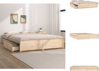 vidaXL Bett mit Schubladen 140x200 cm - Holzbettwäsche - Kiefernbett - Doppelbett - Boxspringbett - Bettgestell
