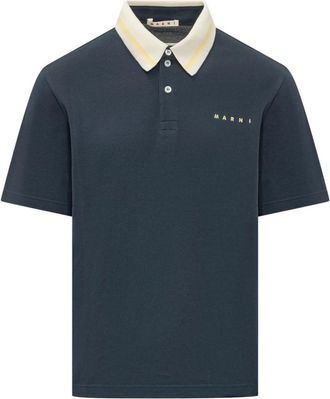 Marni Homme, Tops, Bleu, Taille: XL Polo en coton piqu&eacute;