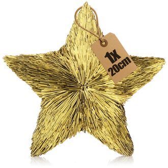 Com-Four Deko-Stern 3D aus Kunststoff - metallisch glänzender Dekostern - Klassische Dekoration für Winter und Weihnachten - ca. 20cm (1x goldfarben)
