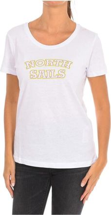 North Sails T-Shirt mit kurzen &Auml;rmeln und geripptem Ausschnitt - - Tops - Damen - Wei&szlig; - XL
