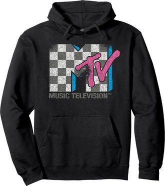 Giesswein Distressed Vintage Checkerboard Logo Music Television Pullover Hoodie