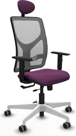 Piqueras y Crespo Verstellbarer Lendenwirbelstuhl mit 1D-Armlehnen und festem Kopfteil, ausgestattet mit Syncro/Traslack und Schneideschaum, mit Rollen von 65 mm, Parke