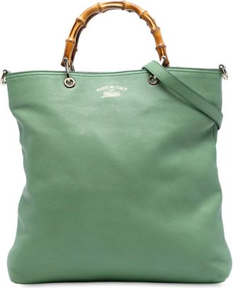 Gucci Hobo Bags - Tall Leather Bamboo Shopper Tote - Gr. unisize - in Grün - für Damen