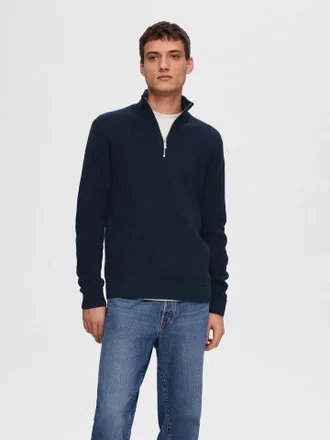Selected Troyer SLHDANE LS KNIT STRUCTURE HALF ZIP NOOS Baumwolle, regular fit