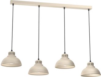 Licht-Erlebnisse H&auml;ngelampe Metall Beige K&uuml;che Wohnzimmer 105 cm l&auml;nglich E27 Loft 4-flammig akzentuiert Pendelleuchte Esstisch BELLINDRIS