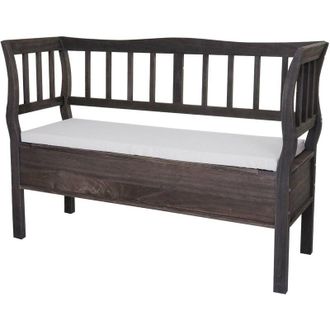 Hhg Neuwertig] Sitzbank HHG 434, Bank Truhenbank Holzbank Aufbewahrungstruhe, Staufach Kissen Holz 119cm grau-braun, shabby