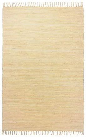 THEKO | Dhurry Teppich aus 100% Baumwolle Flachgewebe Teppich Happy Cotton | handgewebt | Farbe: Natur | 160x230 cm