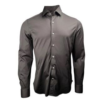 Sonrisa Feines Jerseyhemd Schwarz mit Dunklem Knopf - - Shirts - Herren - Grau - M