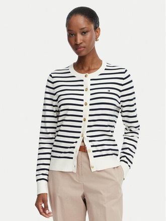 Tommy Hilfiger Strickjacke Cable Fine WW0WW42370 Wei&szlig; Regular Fit
