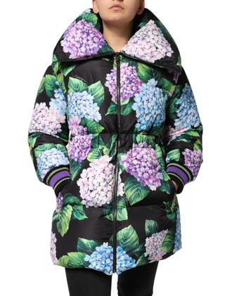 Dolce & Gabbana Womens Multicolor Floral Print Puffer Quilted Jacket Polyester Clothing
