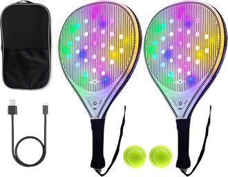 Generico Tennisschl&auml;ger f&uuml;r Damen | Tennisschl&auml;ger mit USB-Ladeger&auml;t und Kohlefaser-Material | Schl&auml;ger aus Kohlefaser Enth&auml;lt 2 B&auml;lle f&uuml;r Kinder Jugendliche E