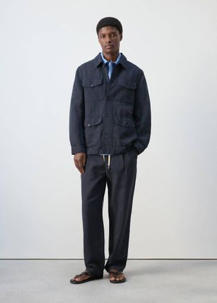 Mango Regular-Fit-Hose aus Lyocell mit Leinen marineblau - Herren - 38 - MANGO MAN