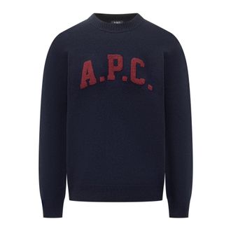 A.P.C. A.p.c., Homme, Pulls, Bleu, Taille: XL College Logo Crewneck Sweater