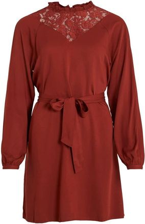 Vila Damen Visuvita L/S Lace Dress / Su - Noos Kleid, Fired Brick, 42 EU