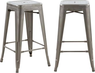 Rendez-Vous D&eacute;co Lot de 2 tabourets pour &icirc;lot central 66 cm en m&eacute;tal chrome brillant - Indus