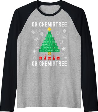 MathWare Lustige Nerdy Weihnachten Oh Chemistree Chemielehrer Weihnachten Raglan