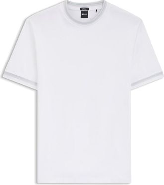 HUGO BOSS T-Shirt aus merzerisierter Baumwolle mit Kontrastbündchen, Slim Fit in