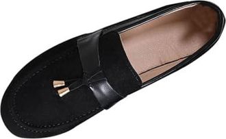 Generic Mocassins d&eacute;contract&eacute;s larges pour femme - Bout rond - Couleur unie - R&eacute;tro - Respirants - Confortables - Classique - Chaussures de travail et de lois