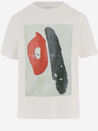 Bottega Veneta Mens Cotton T-Shirt With Print White T-Shirts And Polos