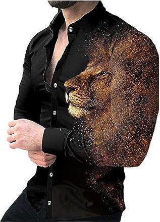 Generic Chemise À Imprimerie Animale pour Hommes Couche À Manche Décontractée Chemise À Manches Longues