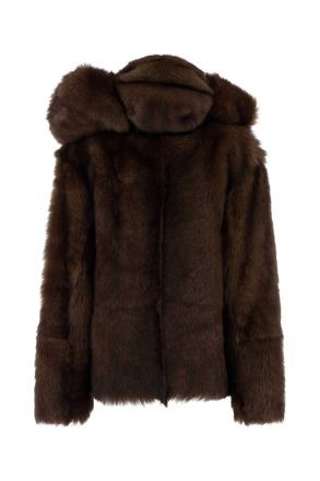 Prada Womens Brown Fut Mogano Giacche Pelle Jacket