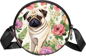 Generic Petit sac &agrave; bandouli&egrave;re circulaire pour femme, petit sac &agrave; bandouli&egrave;re avec fermeture &eacute;clair et bretelles r&eacute;glables style d&eacute;contract&eacute; pour femmes et f