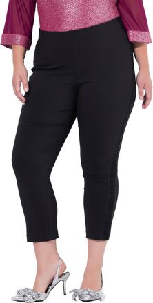 Miamoda Damen gro&szlig;e Gr&ouml;&szlig;en &Uuml;bergr&ouml;&szlig;en Plus Size Bengalin-Hose, Slim Fit, seitliche R&uuml;schenstreifen schwarz 48 845979100-48