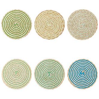 Villa D'Este Home Tivoli Spiral Greenery Tischsets, rund, 38 cm, Bast, Spiralbindung, 6 St&uuml;ck