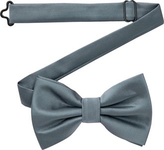 DonDon Fliege Herren handgefertigt Seiden-Look 12 x 6 cm Fliege Dunkelgrau