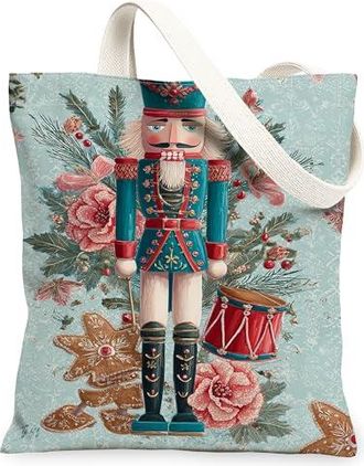 Generic Sacs fourre-tout vintage en toile motif casse-noisette, sacs d&eacute;picerie r&eacute;utilisables, sacs d&eacute;picerie l&eacute;gers, lavables en toile pour voyage, plage, piq