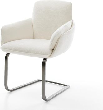 DELIFE Freischwinger Luan-Flex mit Armlehnen Boucl&eacute; Soft Beige Freischwinger flach Graphit, Esszimmerst&uuml;hle