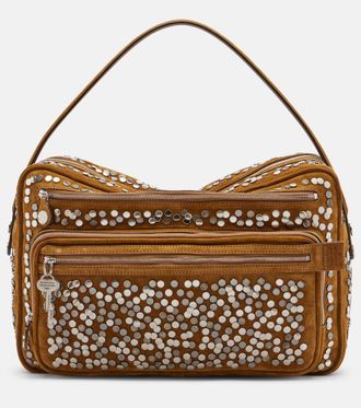 Acne Studios Schultertasche Camera Large aus Veloursleder