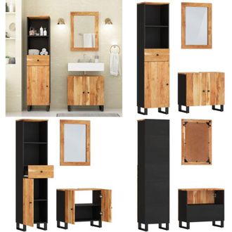 vidaXL 3-tlg. Badm&ouml;bel-Set Massivholz Akazie - Akazienholz - Badezimmer Schrank