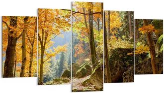 Arttor Wandbilder Dekoration Wohnzimmer Herbst berg wald natur Mehrteilige Bilder auf Leinwand 160x85cm Leinwandbild Schlafzimmer Set 5 teilige Wand Kunstdru